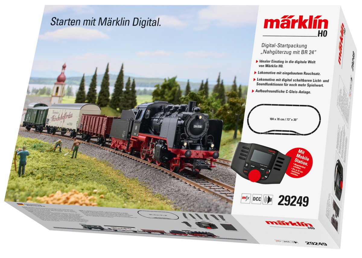 Märklin 29249 DB startsæt Lokalt godstog med BR 24 med MFX og damplyd. Nyhed 2025 - Spor HO ...