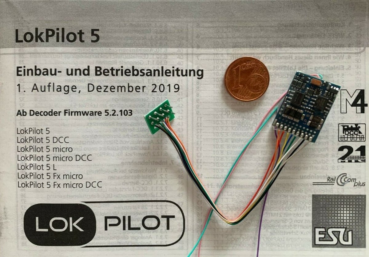 ESU 59810 Lok Pilot 5 Micro DCC/MM/SX Digital dekoder 8 ben NEM652 ...